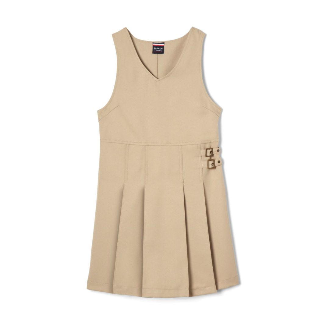 AK75G – Girls V-Neck Pleated Jumper With Double Buckle Detail- Navy ...